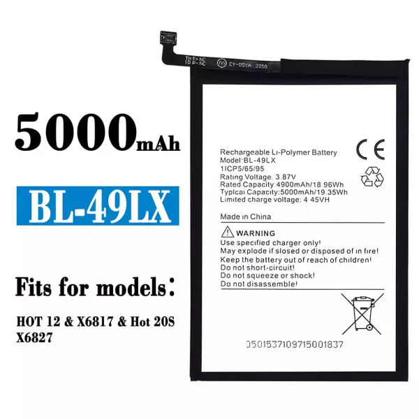 New phone battery BL-49LX for Infinix Hot 12,Hot 20S - topbattery.co.nz