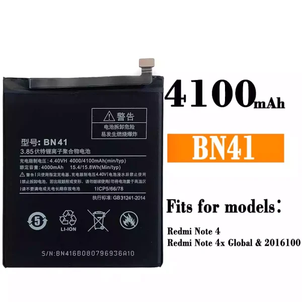 New phone battery BN41 for Xiaomi Redmi Note 4 / Redmi Note 4x ...